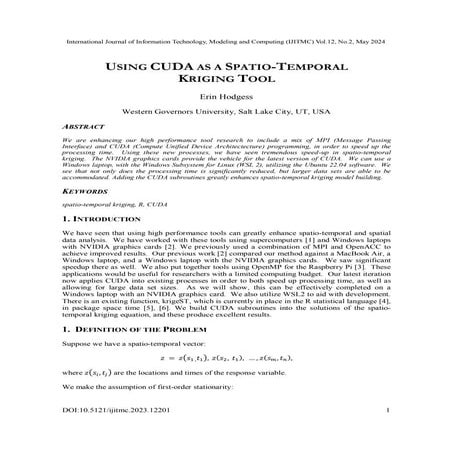 Using Cuda As A Spatio Temporal Kriging Tool Pdf