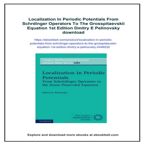 Localization In Periodic Potentials From Schrdinger Operators To The Grosspitaevskii Equation ...
