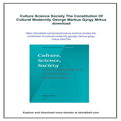 Culture Science Society The Constitution Of Cultural Modernity George ...