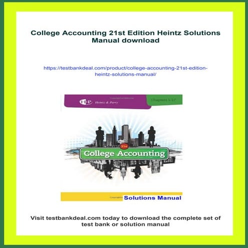 College Accounting 21st Edition Heintz Solutions Manual | PDF