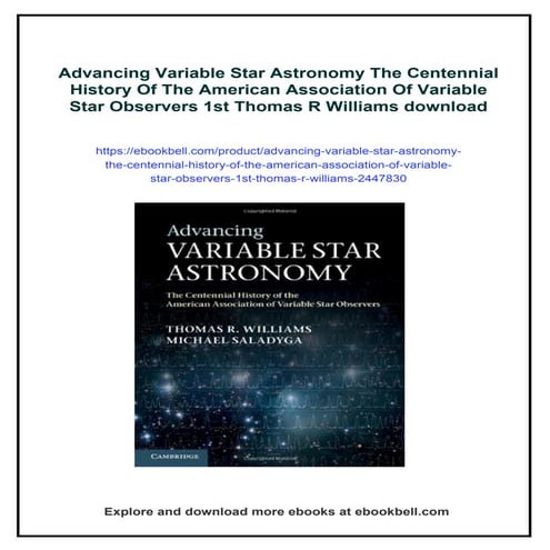 Advancing Variable Star Astronomy The Centennial History Of The ...