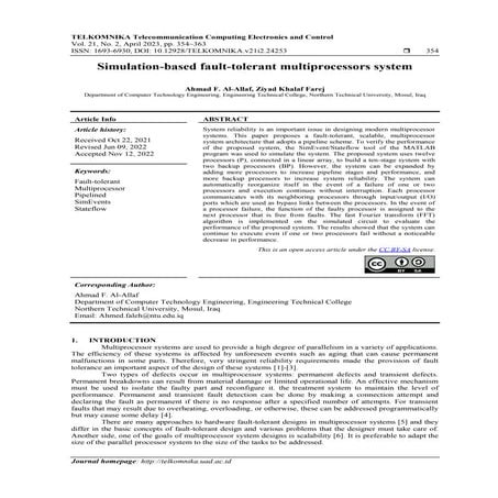 Simulation Based Fault Tolerant Multiprocessors System Pdf