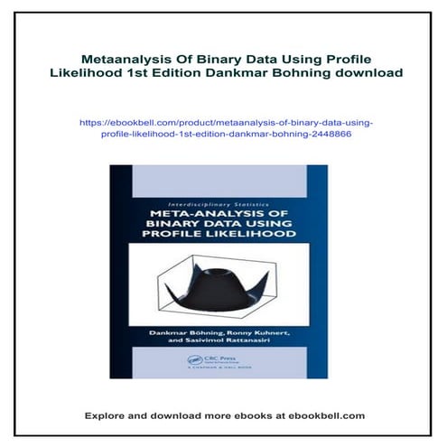 Metaanalysis Of Binary Data Using Profile Likelihood 1st Edition ...