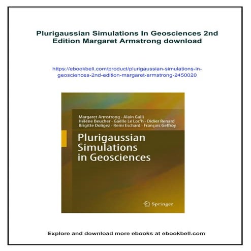 Plurigaussian Simulations In Geosciences 2nd Edition Margaret Armstrong ...