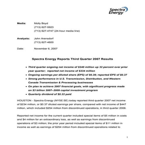 spectra energy 3QEarningsRelease | PDF
