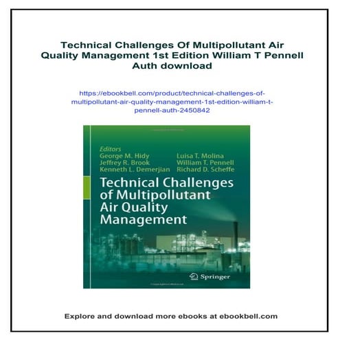 Technical Challenges Of Multipollutant Air Quality Management 1st Edition William T Pennell Auth ...