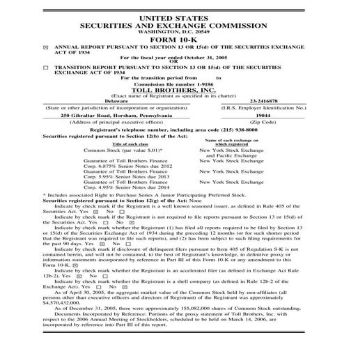 toll brothers 200510K | PDF