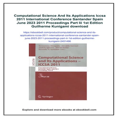 Computational Science And Its Applications Iccsa 2011 International Conference Santander Spain ...