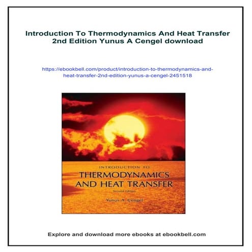 Introduction To Thermodynamics And Heat Transfer 2nd Edition Yunus A ...