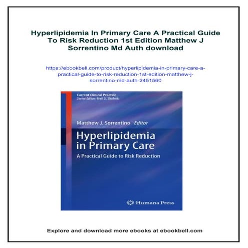 Hyperlipidemia In Primary Care A Practical Guide To Risk Reduction 1st ...