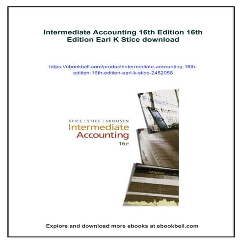 Intermediate Accounting 16th Edition 16th Edition Earl K Stice | PDF