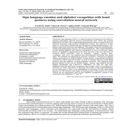 Sign language emotion and alphabet recognition with hand gestures using convolution neural ...