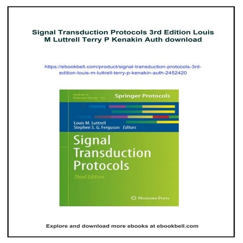 Signal Transduction Protocols 3rd Edition Louis M Luttrell Terry P ...