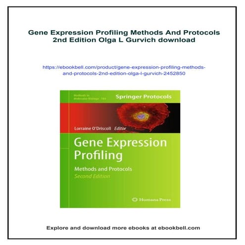Gene Expression Profiling Methods And Protocols 2nd Edition Olga L ...