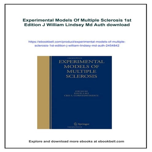 Experimental Models Of Multiple Sclerosis 1st Edition J William Lindsey ...