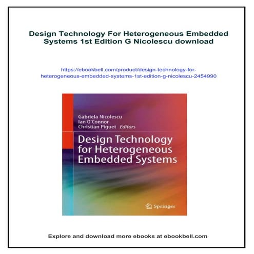 Design Technology For Heterogeneous Embedded Systems 1st Edition G