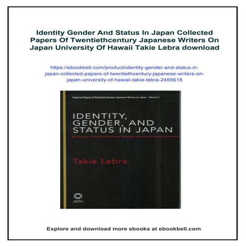 Identity Gender And Status In Japan Collected Papers Of ...