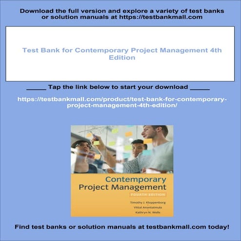 Test Bank for Contemporary Project Management 4th Edition | PDF