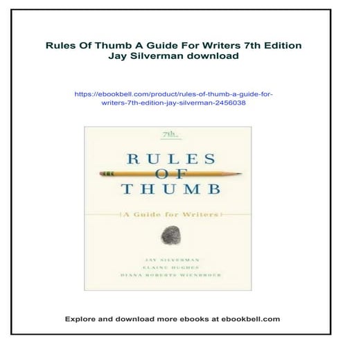 Rules Of Thumb A Guide For Writers 7th Edition Jay Silverman | PDF