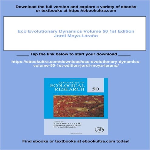 Eco Evolutionary Dynamics Volume 50 1st Edition Jordi Moya-Laraño | PDF
