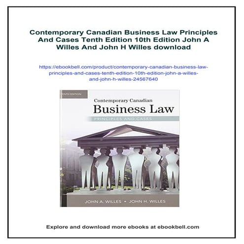 Contemporary Canadian Business Law Principles And Cases Tenth Edition ...