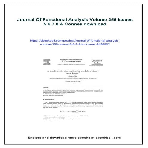 Journal Of Functional Analysis Volume 255 Issues 5 6 7 8 A Connes | PDF