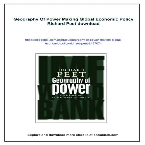 Geography Of Power Making Global Economic Policy Richard Peet | PDF