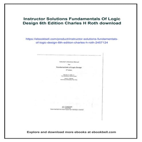 Instructor Solutions Fundamentals Of Logic Design 6th Edition Charles H Roth | PDF