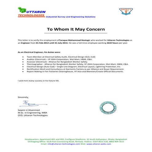 Experience Certificate | PDF