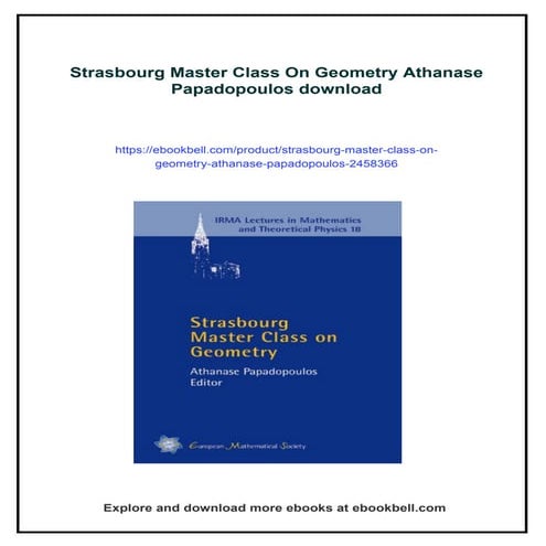 Strasbourg Master Class On Geometry Athanase Papadopoulos | PDF