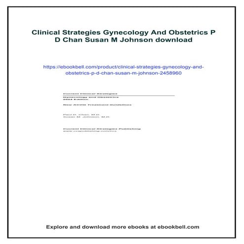 Clinical Strategies Gynecology And Obstetrics P D Chan Susan M Johnson ...