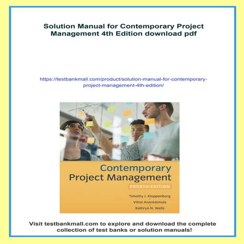 Solution Manual for Contemporary Project Management 4th Edition | PDF