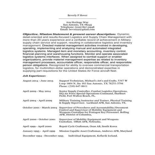 Hover, Beverly Resume | PDF