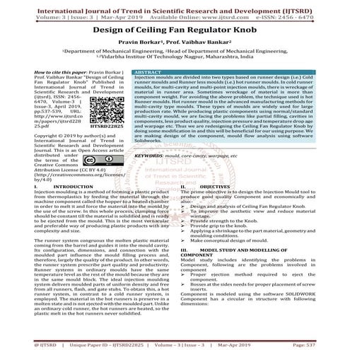 Design of Ceiling Fan Regulator Knob | PDF