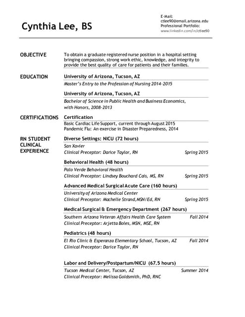 Kaylee's Nursing Resume 2014 | PDF