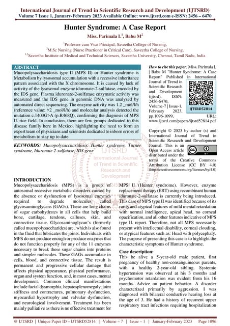 Hunter’s Syndrome Shifa Pediatrics .pptx