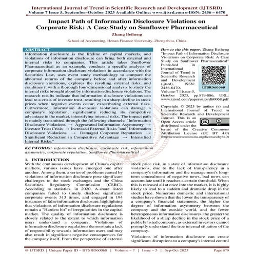 Impact Path of Information Disclosure Violations on Corporate Risk A ...