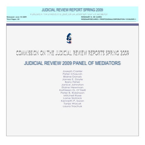 JUDICIAL REVIEW REPORT 2009 | PDF