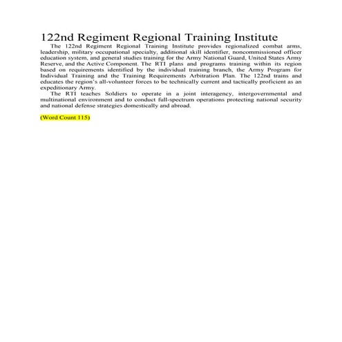 122nd regiment regional training institute | DOCX