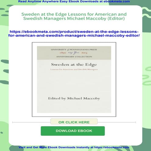 Sweden at the Edge Lessons for American and Swedish Managers Michael ...