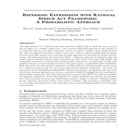 Referring Expressions with Rational Speech Act Framework: A Probabilistic Approach | PDF
