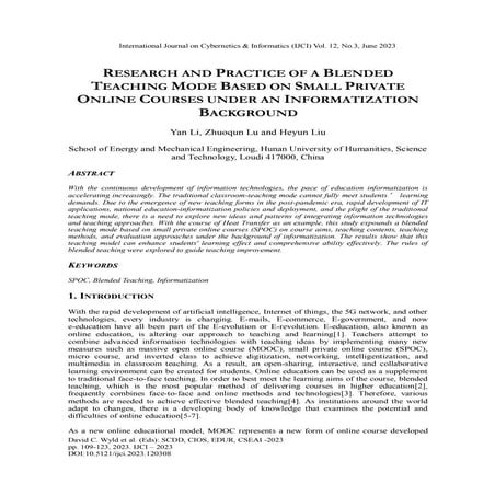 Research And Practice Of A Blended Teaching Mode Based On Small Private Online Courses Under An