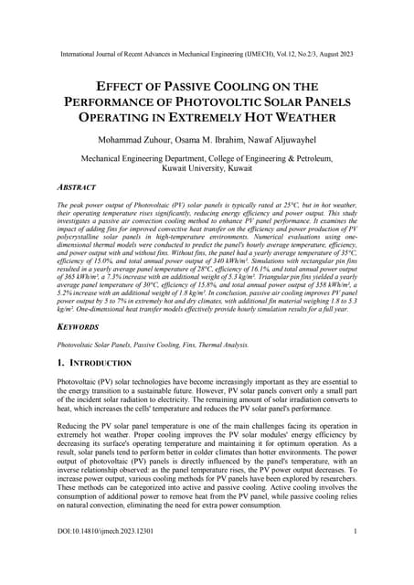 Review Of Various Cooling Techniques To Improve The Performance Of The