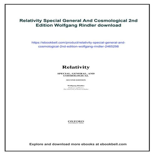 Relativity Special General And Cosmological 2nd Edition Wolfgang Rindler | PDF