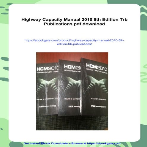 Highway Capacity Manual 2010 5th Edition Trb Publications | PDF
