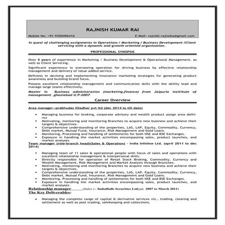 Resume_rajnish | DOC | Business Administration | Business