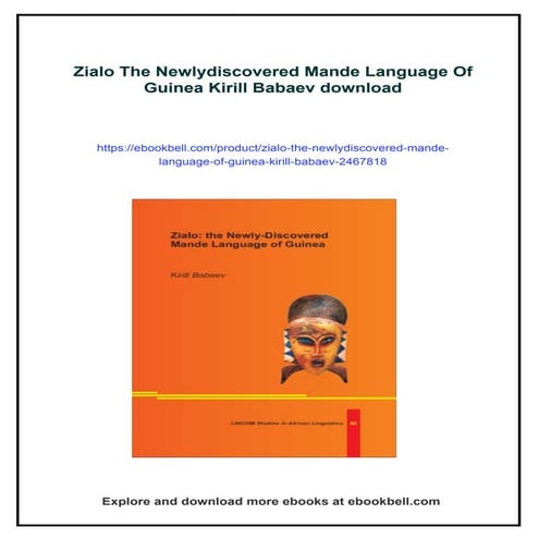 Zialo The Newlydiscovered Mande Language Of Guinea Kirill Babaev | PDF