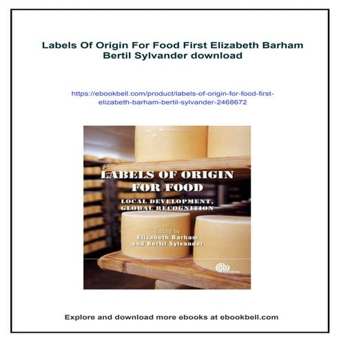 Labels Of Origin For Food First Elizabeth Barham Bertil Sylvander | PDF