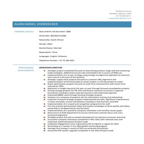 Alain CV 2016 | PDF