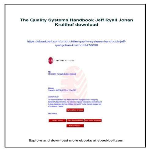 The Quality Systems Handbook Jeff Ryall Johan Kruithof | PDF